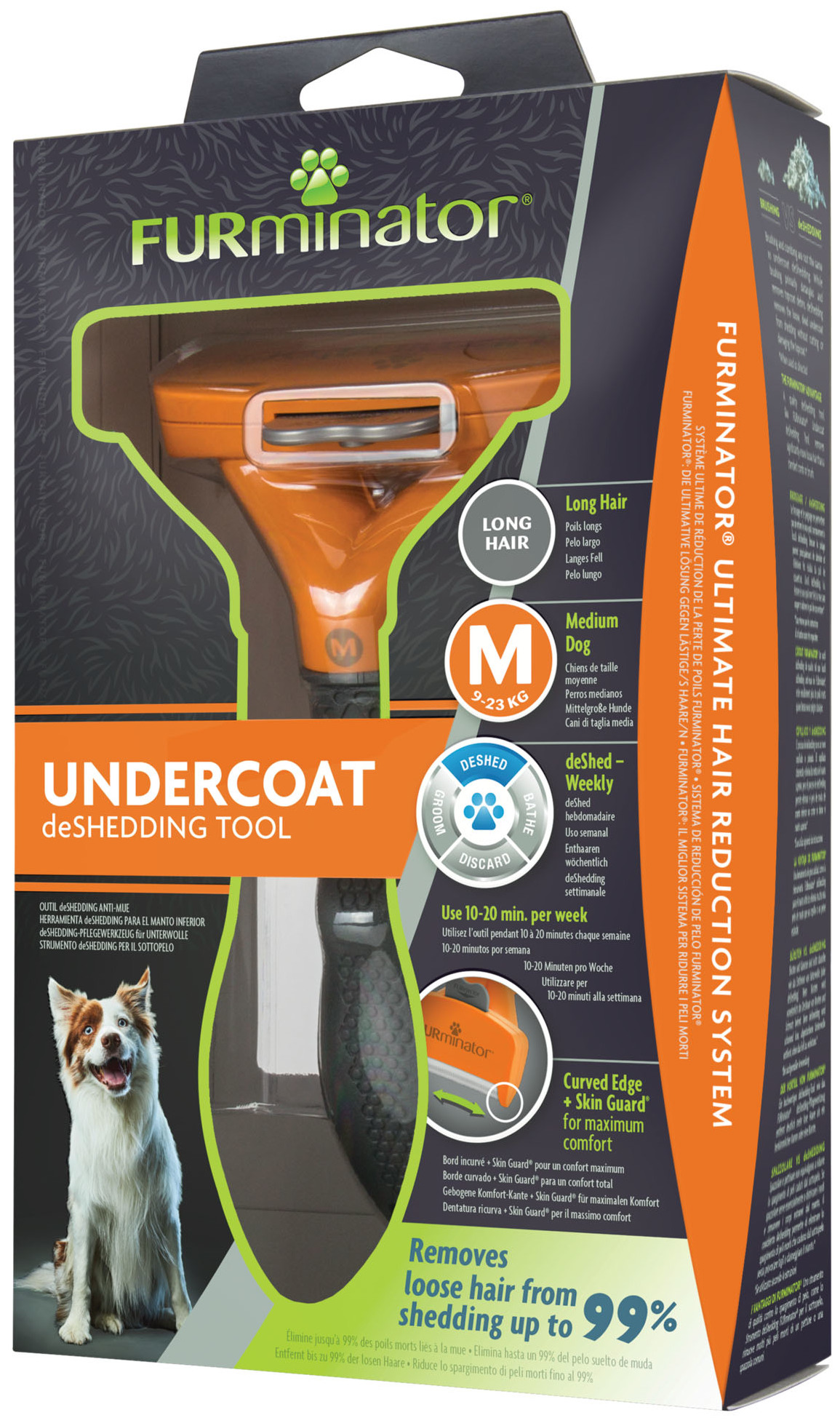 FURminator Cepillo Deslanador para Perros Medianos de Pelo Largo ...