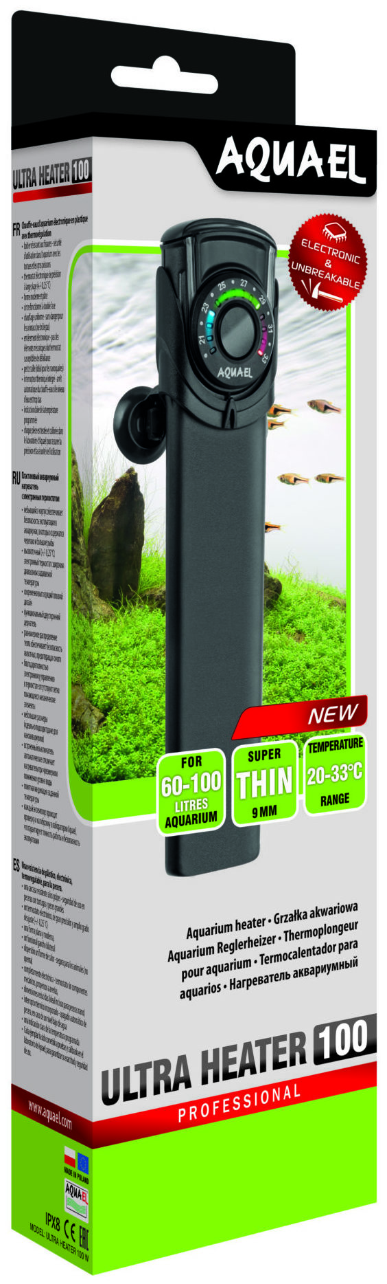 Aquael Calentador Plastico para Acuarios Ultra Heather 25W
