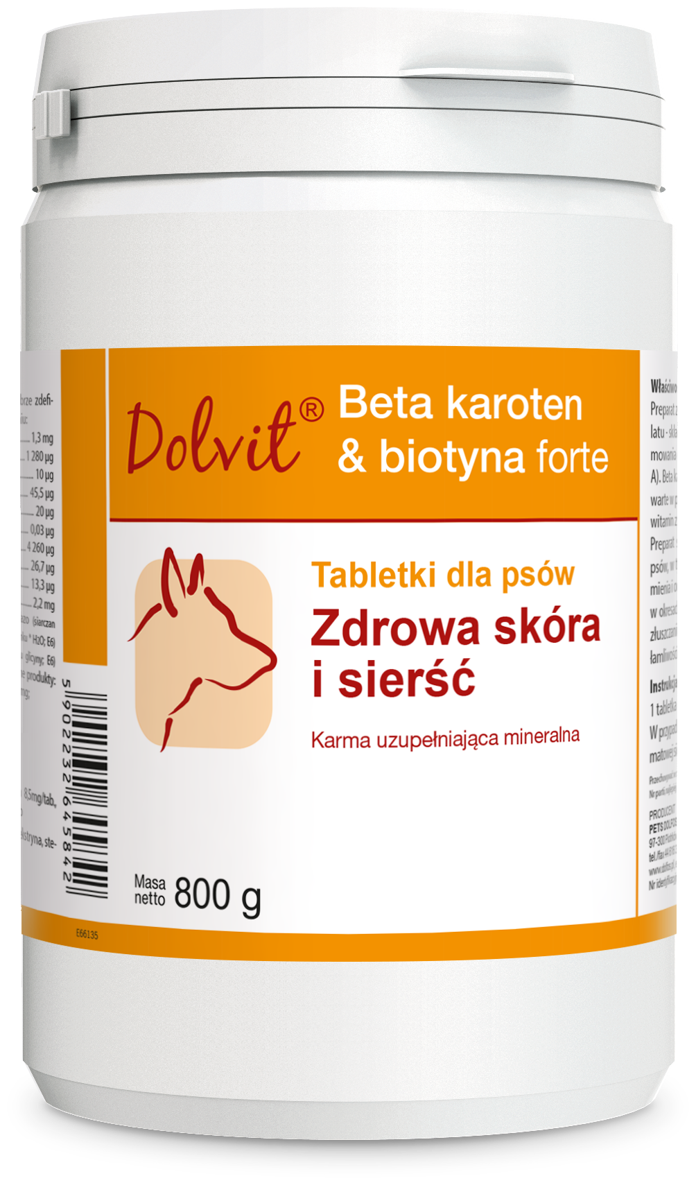 Dolfos Dolvit Beta Carotene, Biotin Forte Complemento para Perro - Miscota España