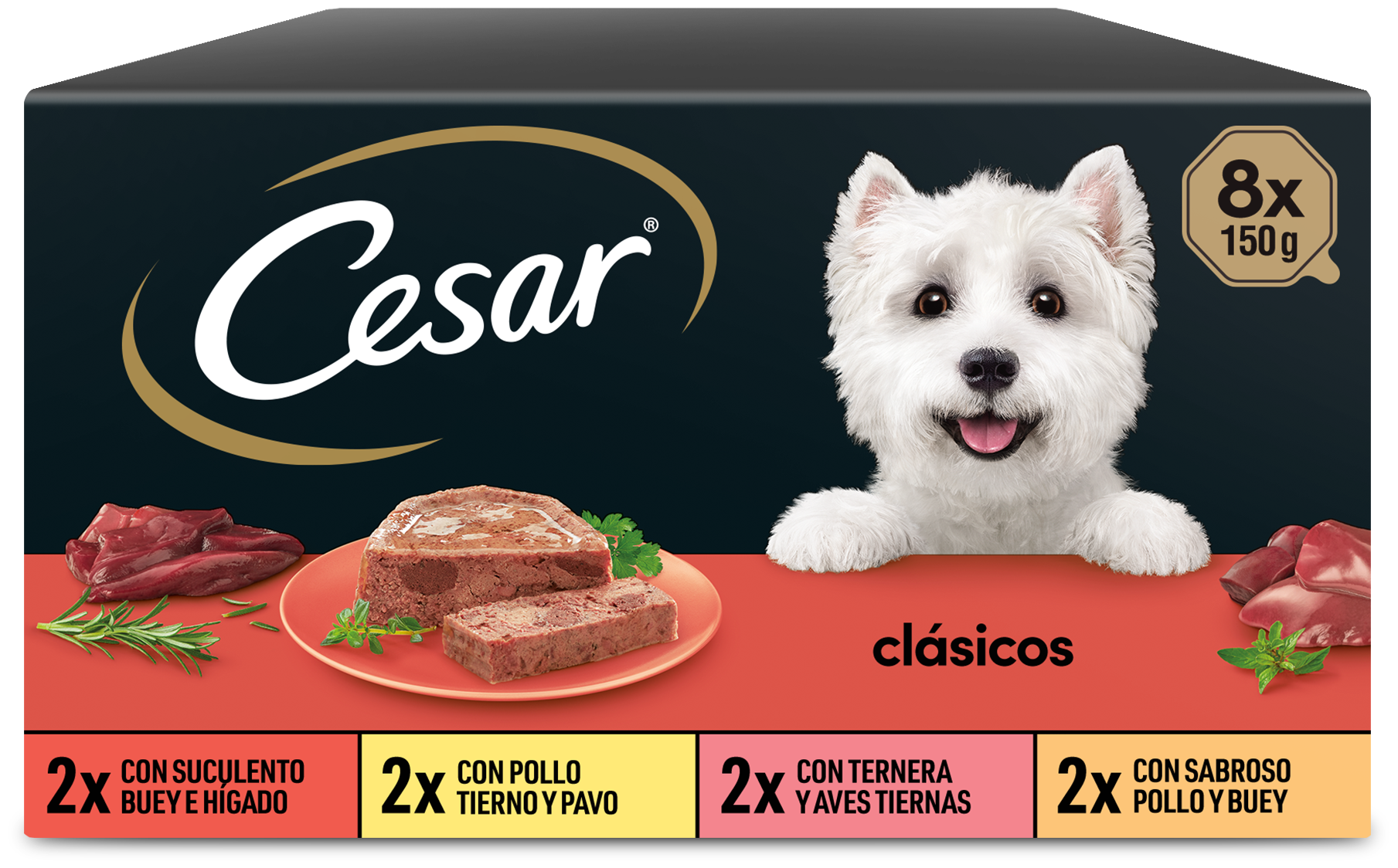 Cesar Multipack 4 Terrinas Seleção Clásicos de Paté de Carnes para Cães ...